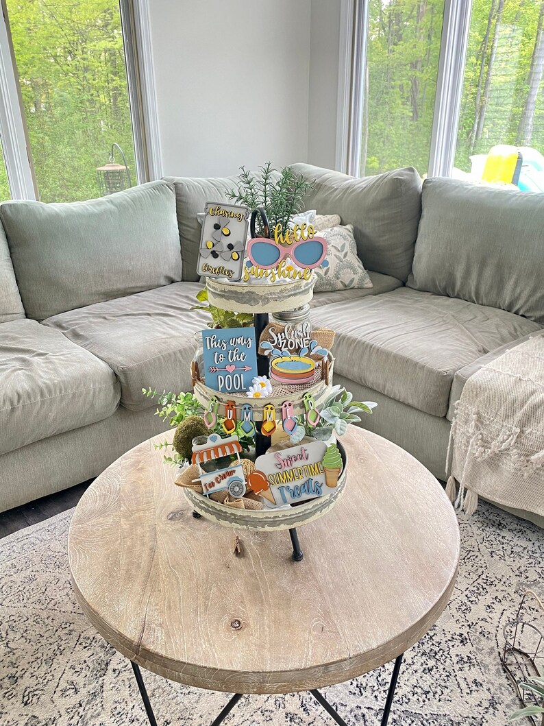 Summer Tiered Tray Summer Decor Summer Pool Tiered Tray - Etsy