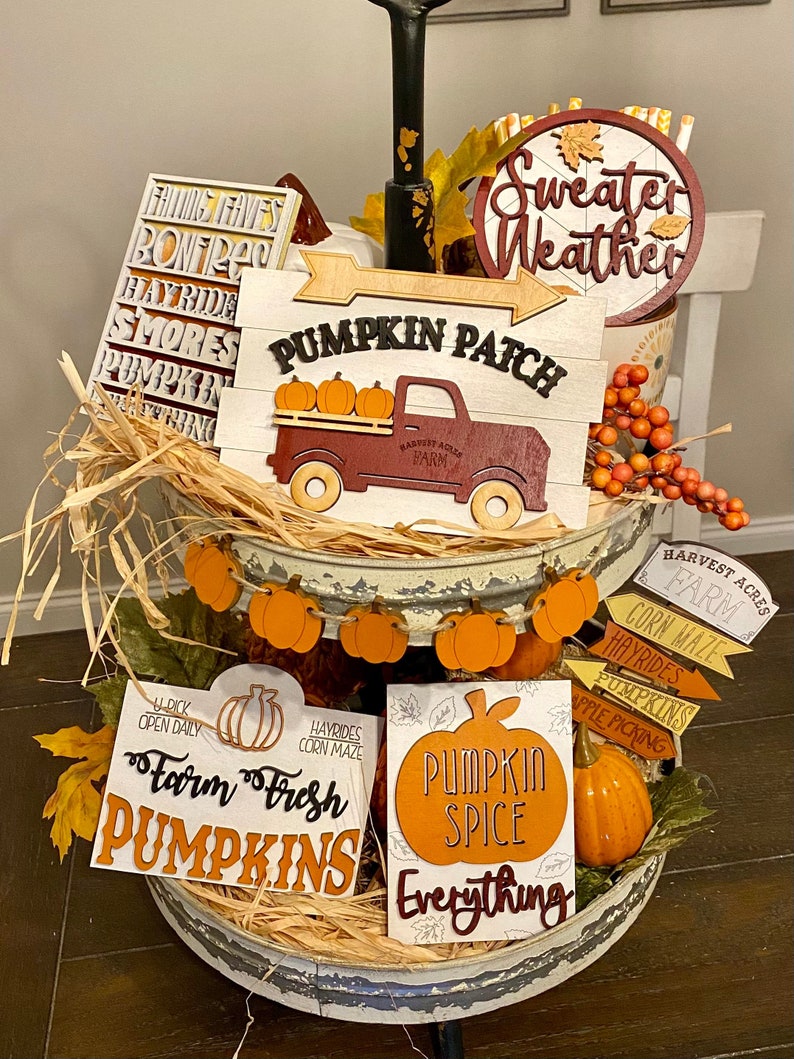 Fall Tiered Tray/fall Decorations/fall Decor/tiered Tray - Etsy