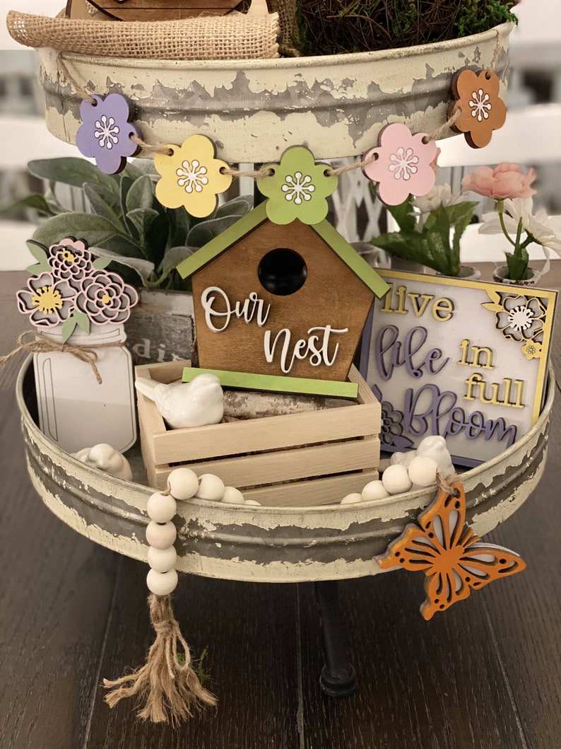 Spring Tiered Tray/spring Decorations/farmhouse Decor/tiered - Etsy