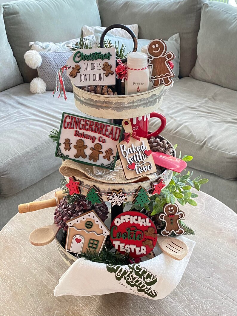 Gingerbread Tiered Tray/gingerbread Man/gingerbread | Etsy