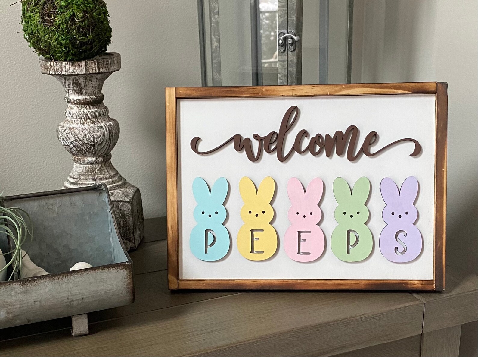 Easter sign/Bunny sign/Welcome sign/Farmhouse sign/Spring | Etsy