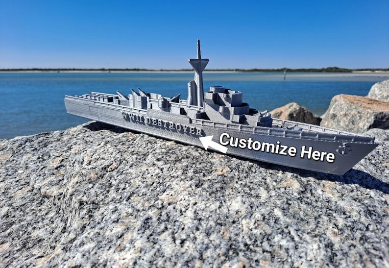 WW2 Toy Battleship. Customizable. WW2 Destroyer. 3D Printed. 16 Inches ...