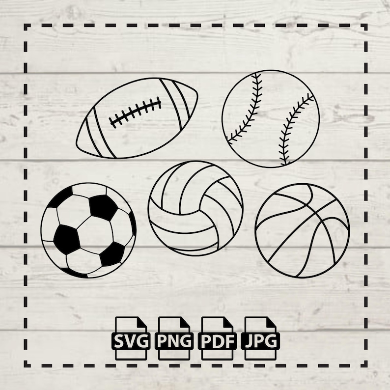 Sports Balls Digital File Bundle - SVG, JPEG, PNG, and Pdf - Instant ...