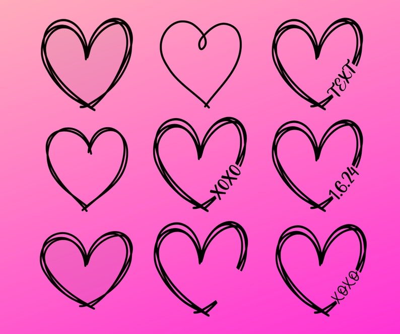 Sketch, Doodle, Hand Drawn, Wedding, Valentine's Hearts Digital File ...