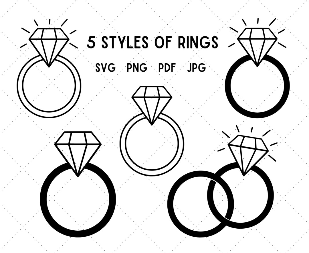 Wedding Ring Bundle SVG, PNG, PDF, Jpeg Digital Files, Great for Cricut ...