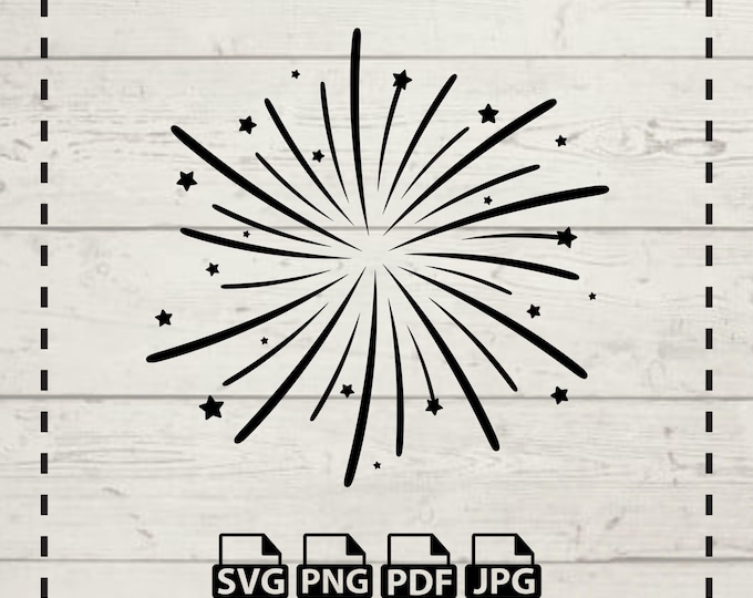 Firework With Stars - 4th of July SVG, JPEG, PNG, and Pdf - Instant ...