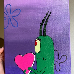 Plankton Holding Heart Acrylic Painting - Etsy