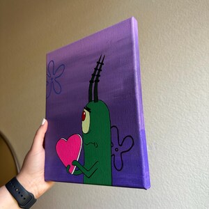 Plankton Holding Heart Acrylic Painting - Etsy