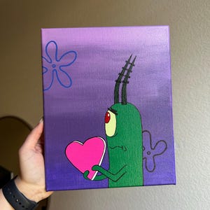 Plankton Holding Heart Acrylic Painting - Etsy