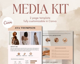 2 Page Media Kit Canva Template Instagram Media Kit Influencer Rate Sheet Template Blogger Media ...