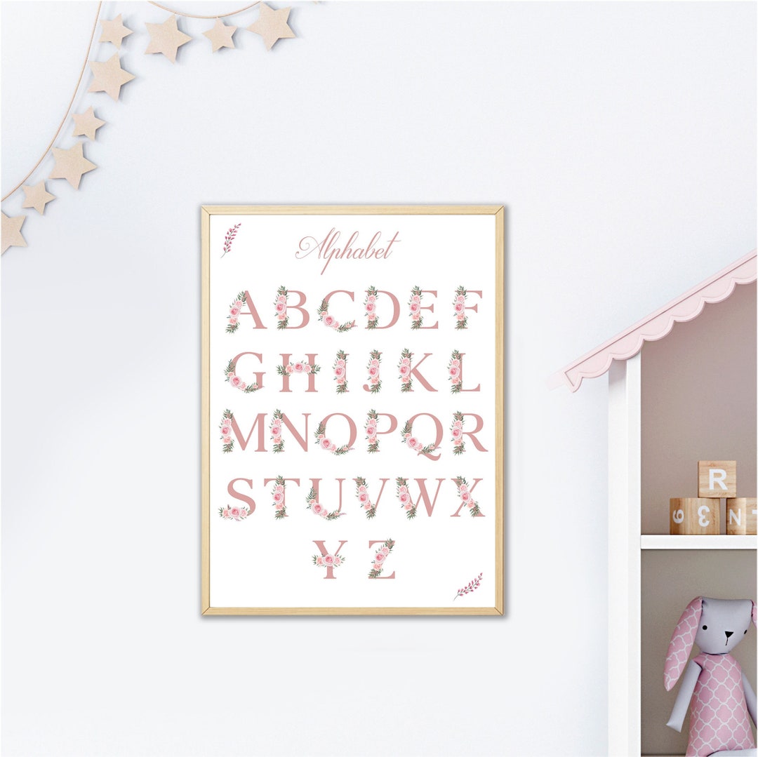 Floral Alphabet Poster Educational Poster Alphabet - Etsy