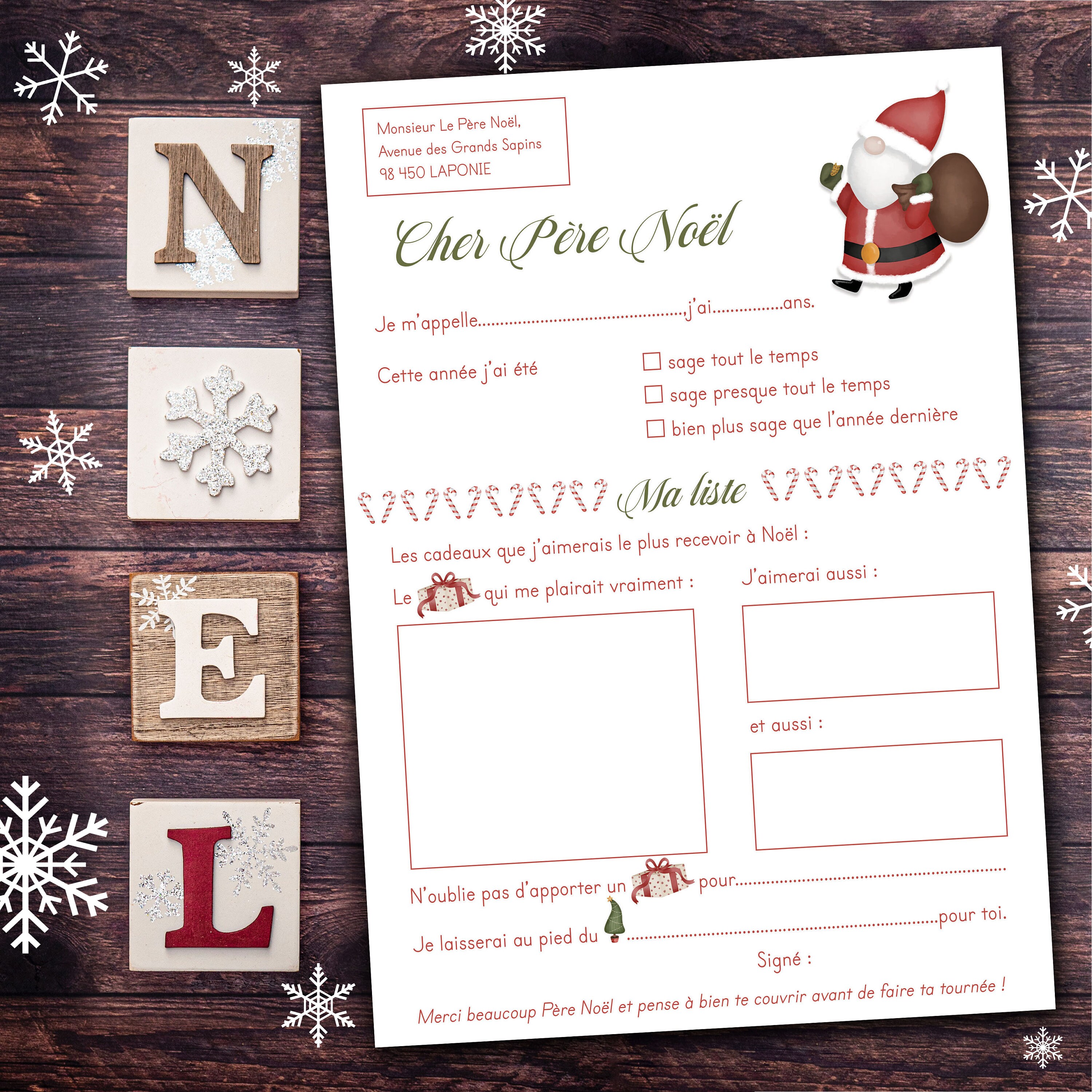 Buy Liste Au Père Noël à Télécharger Liste De Cadeau à Imprimer Online ...