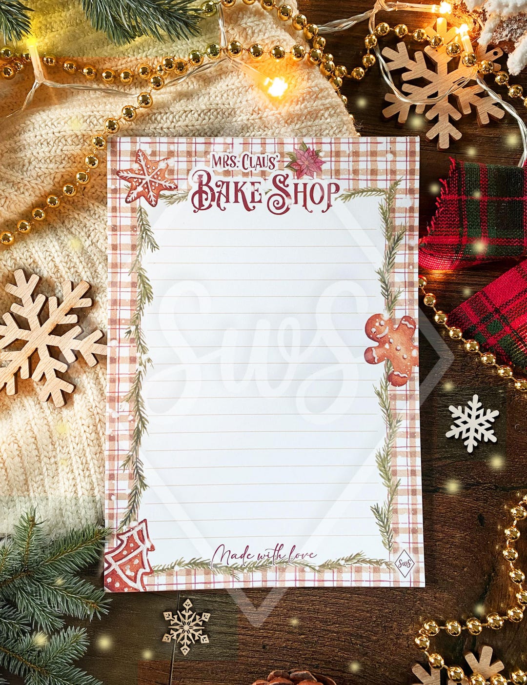 Gingerbread Santa Claus' Baked Shop Christmas Notepad, Christmas ...