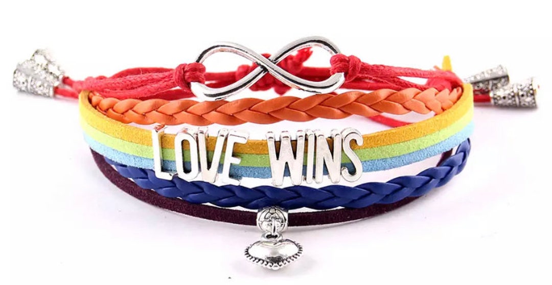 Gay Pride, LGBTQIA, Equality Pride Bracelet, Heart Charm Adjustable ...