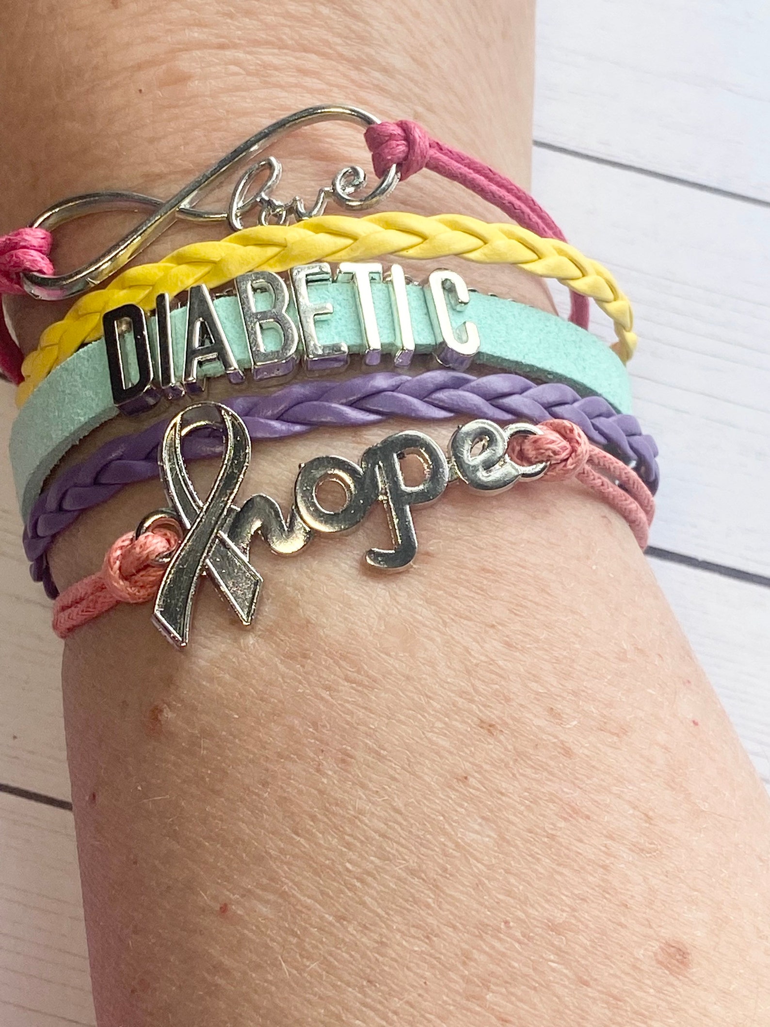 DIABETIC Medical Id Identification Bracelet Diabetes Awareness - Etsy