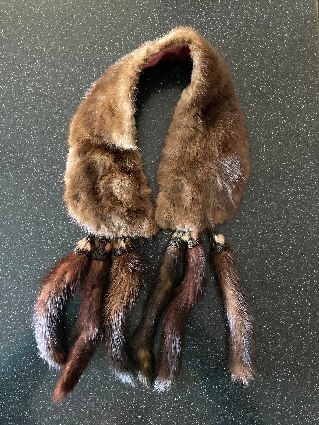 Mink Fur Collar With Tails and Hand Warmer - Etsy