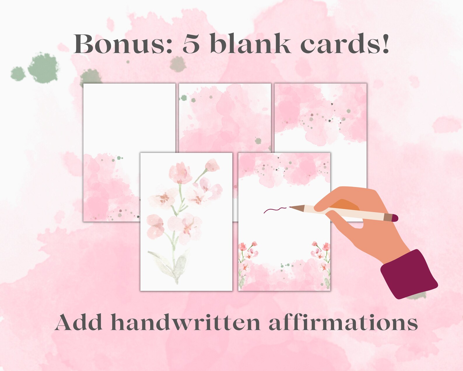 50 Hypnobirthing Pregnancy Affirmation Cards: Pink Flowers (PDF Digital ...