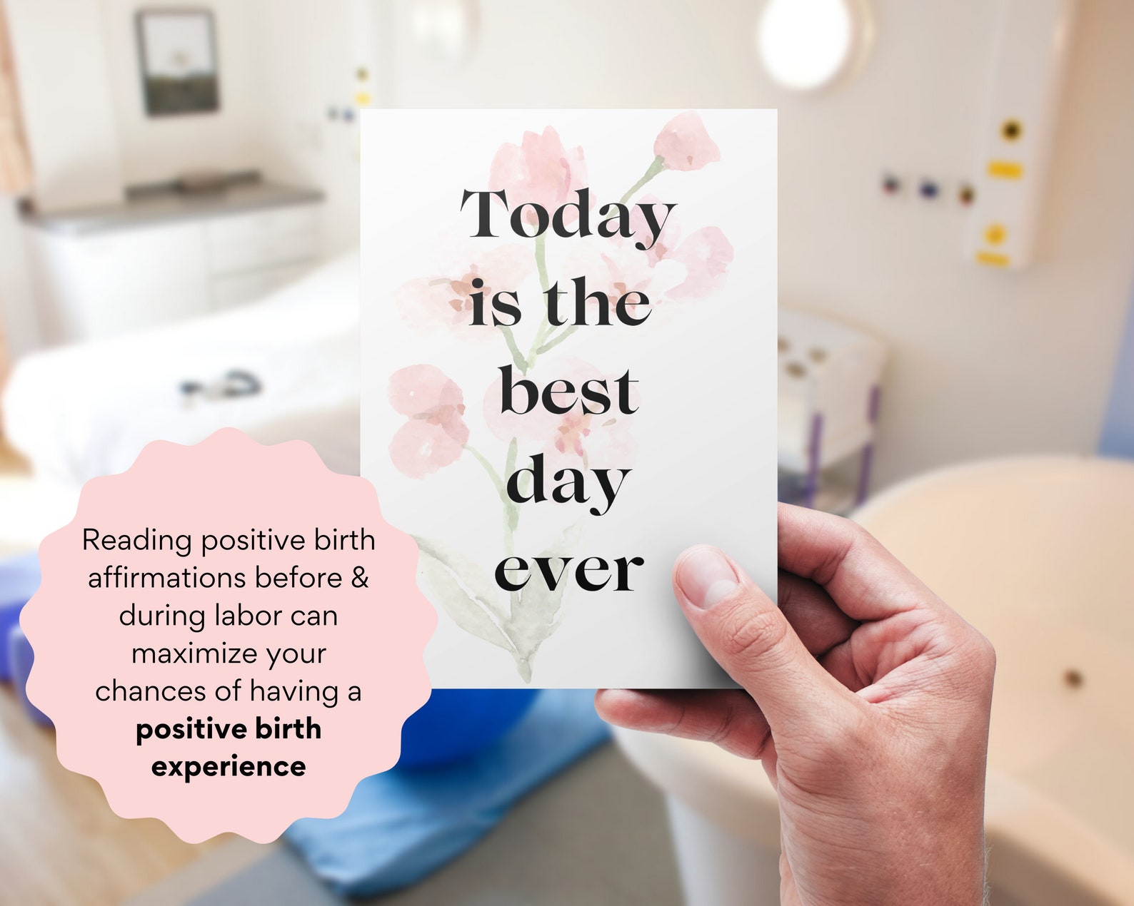 50 Hypnobirthing Pregnancy Affirmation Cards: Pink Flowers (PDF Digital ...
