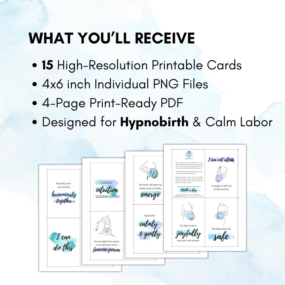 Birth Affirmation Cards Printable | Hypnobirthing & Positive Labor ...