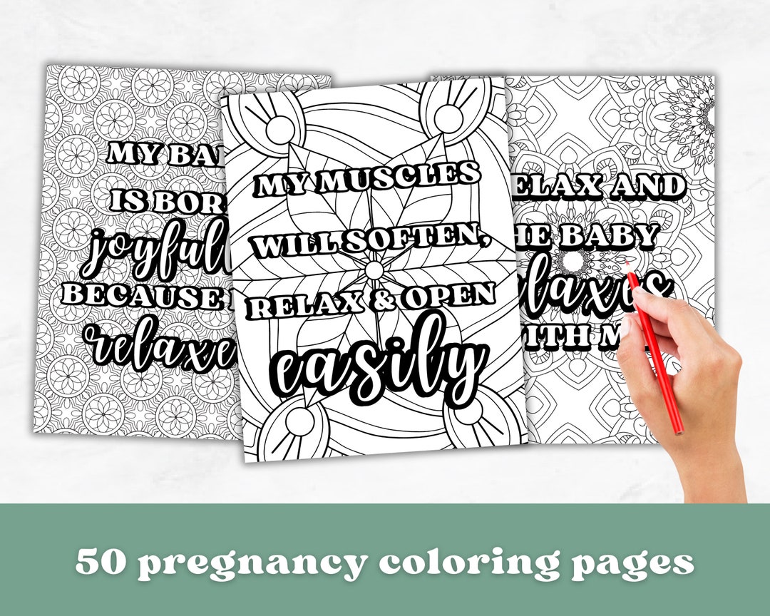 50 Hypnobirthing Affirmation Coloring Pages for Pregnancy & Birth ...