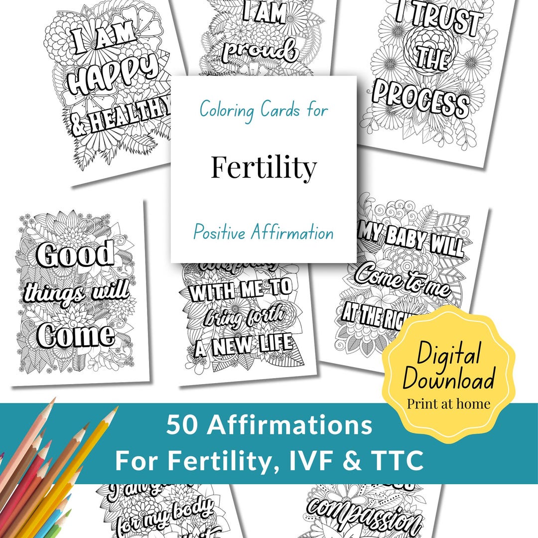 Fertility Affirmation Coloring Cards: Floral (PDF Digital Download) - Etsy