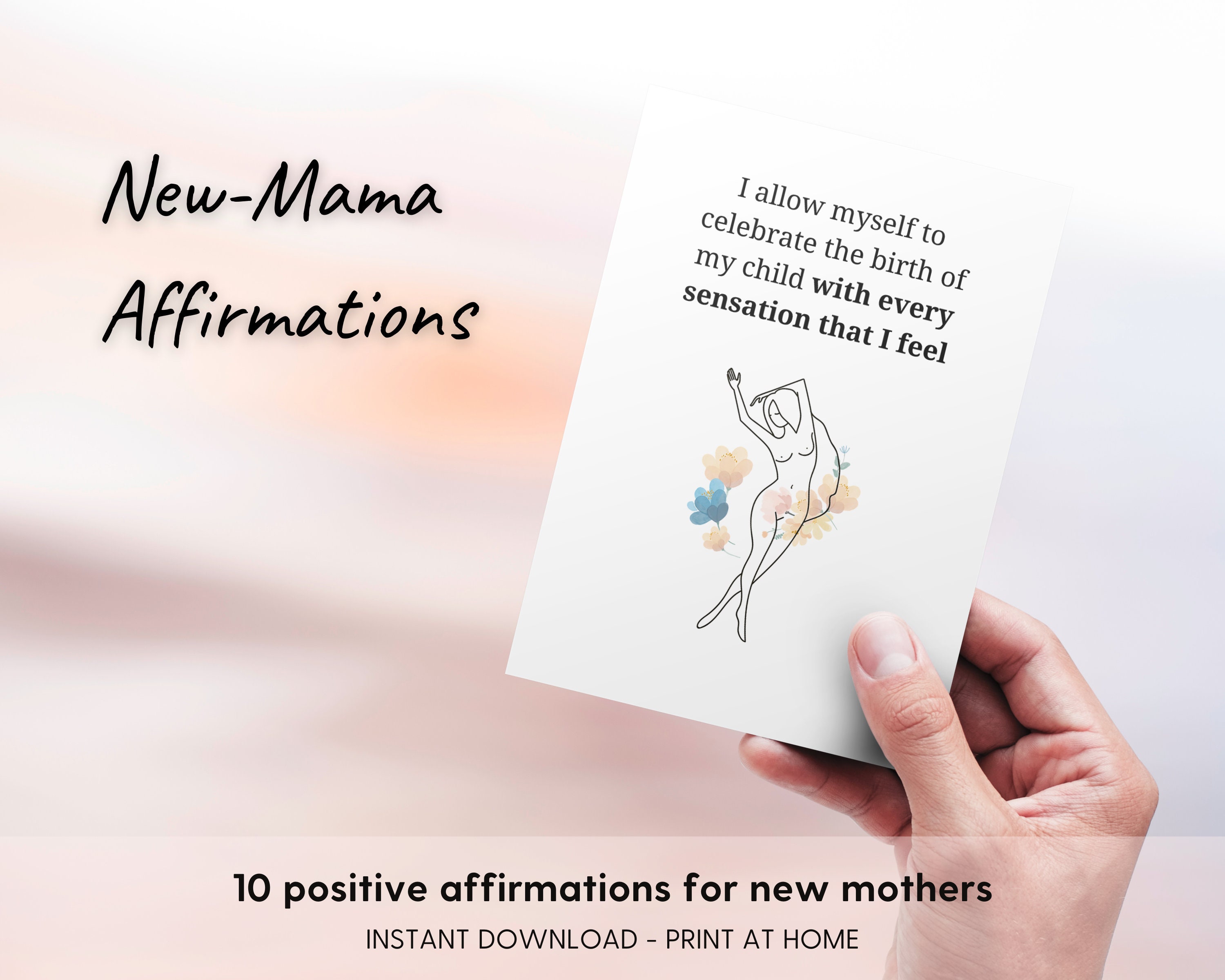 POSTPARTUM Affirmation Cards DIGITAL DOWNLOAD Support for - Etsy