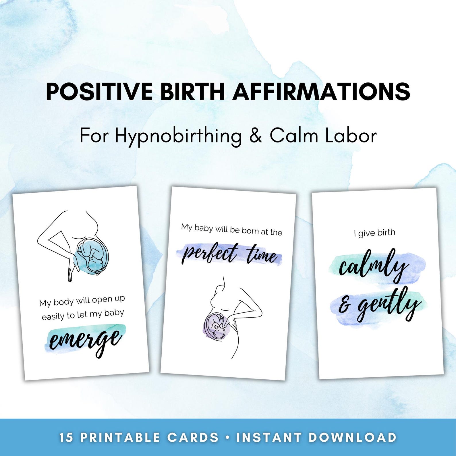 Birth Affirmation Cards Printable | Hypnobirthing & Positive Labor ...