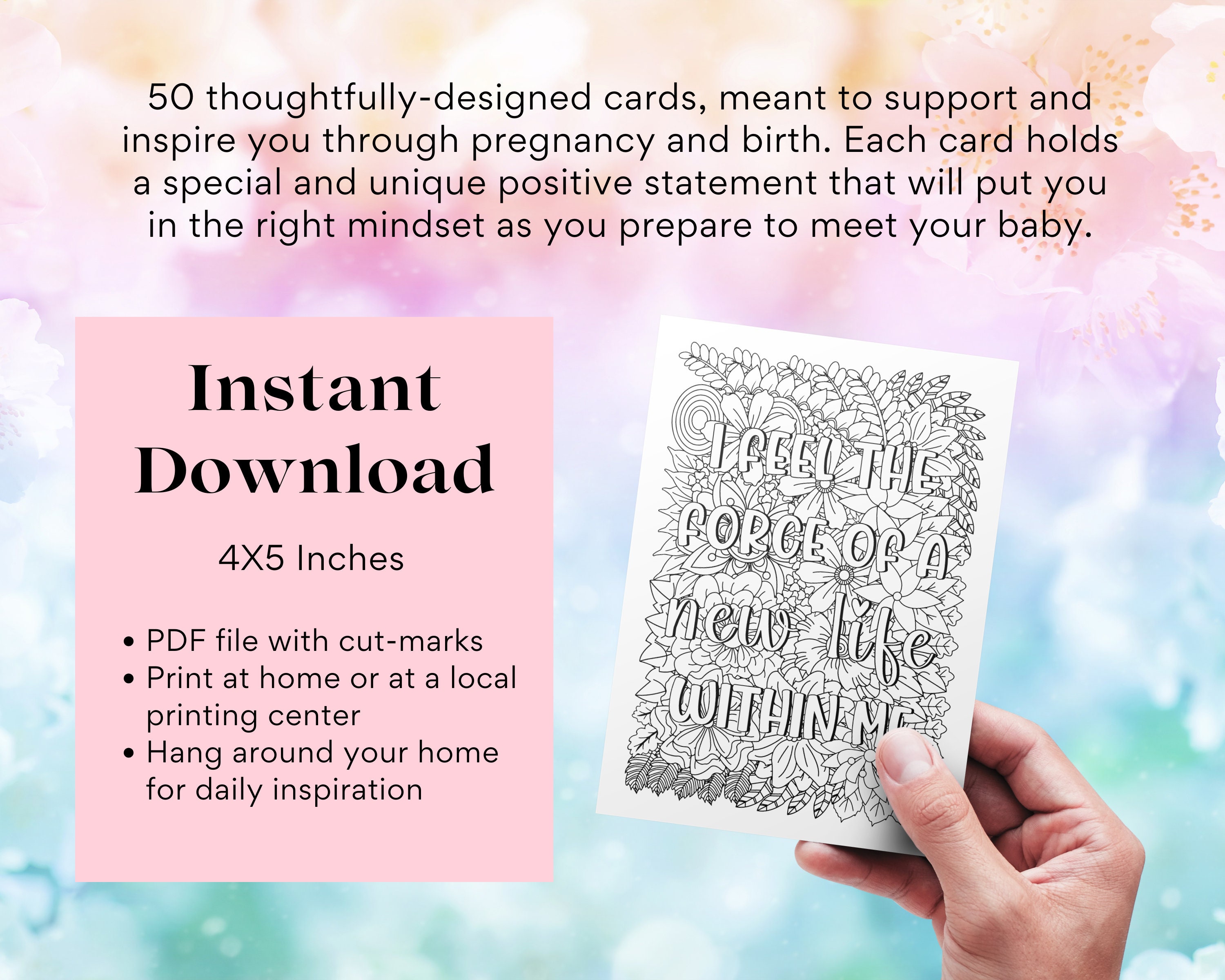 50 Birth Affirmation Cards for Calm & Confident Labor | Printable ...