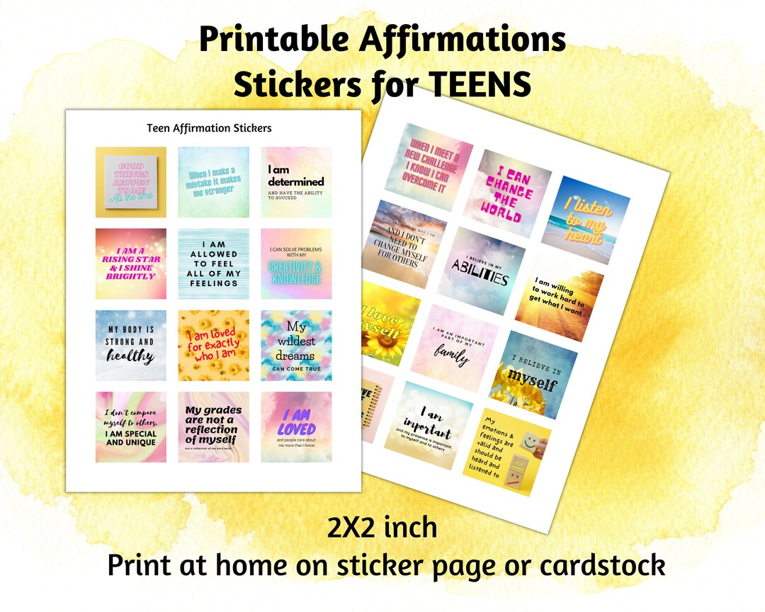 Printable Affirmations Stickers for Teens - Get BACK TO SCHOOL With ...