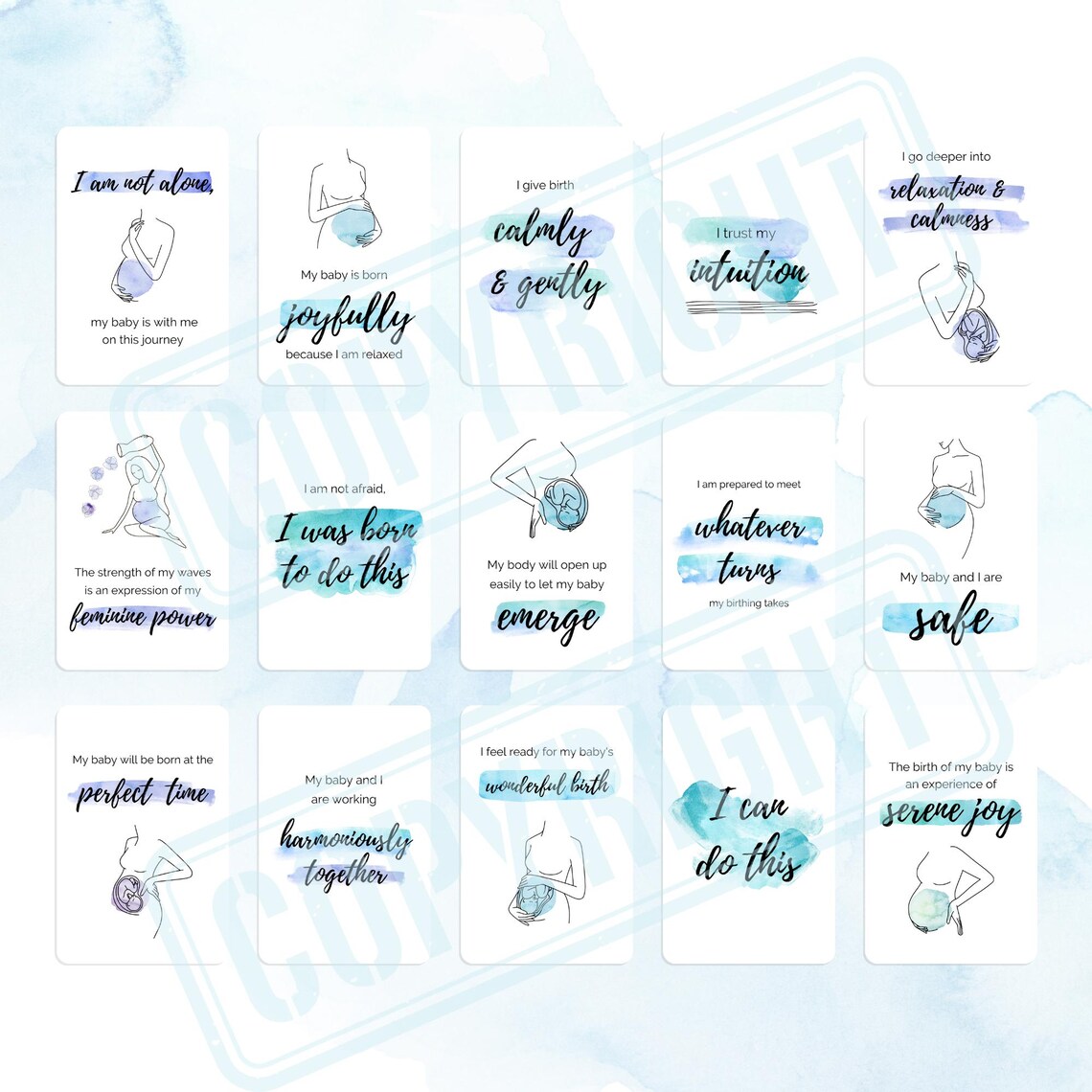 Birth Affirmation Cards Printable | Hypnobirthing & Positive Labor ...