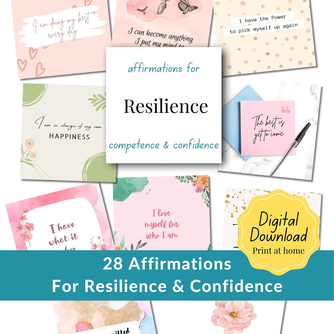 Resilience Affirmation Cards – 28 Printable Quotes for Confidence ...