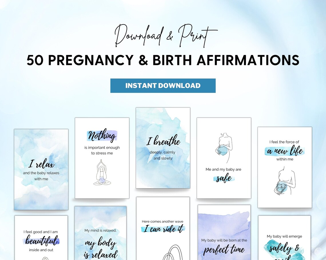 50 Birth Affirmation Cards for Labor and Delivery Printable - Etsy