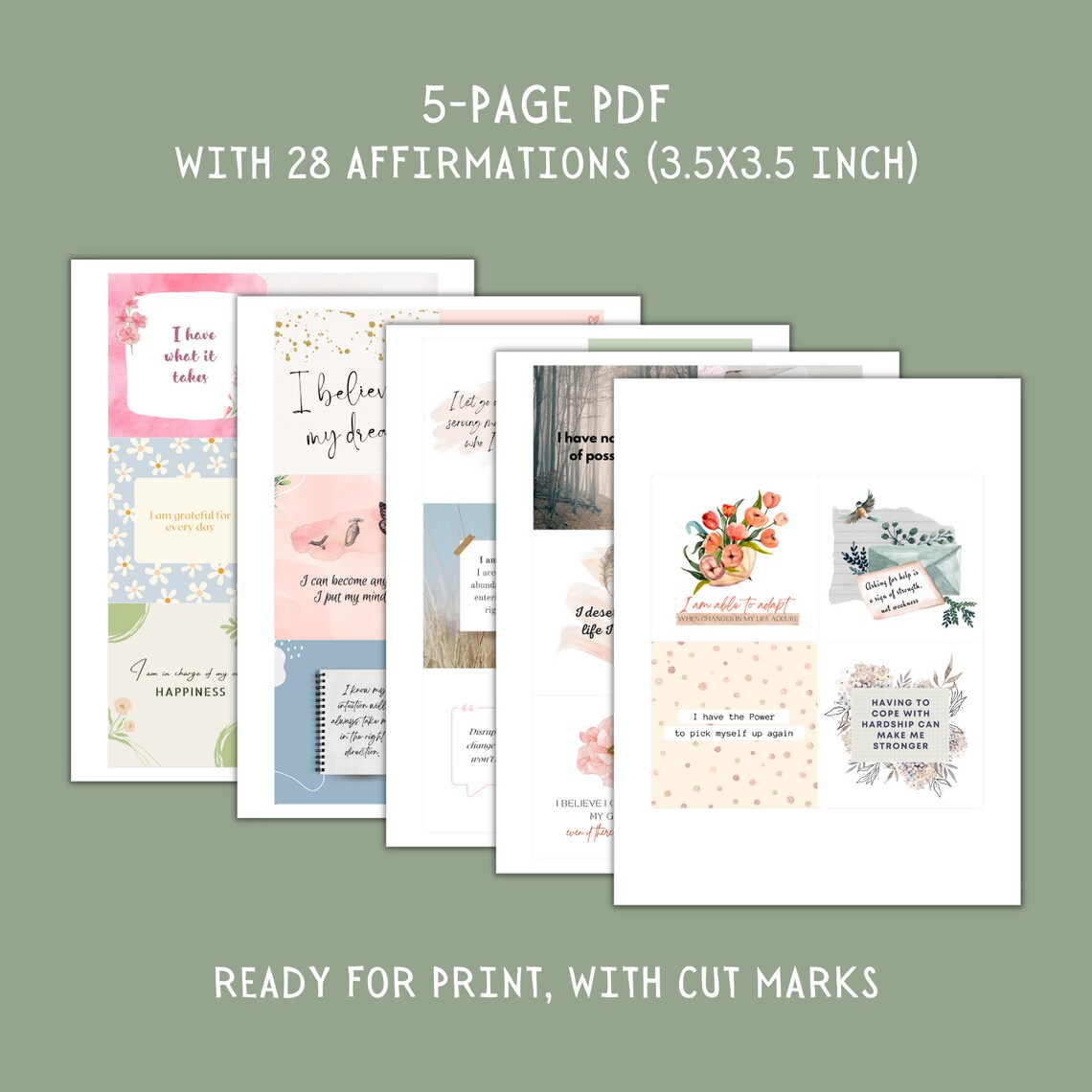 Affirmations for Resilience Printable Cards PDF - Etsy
