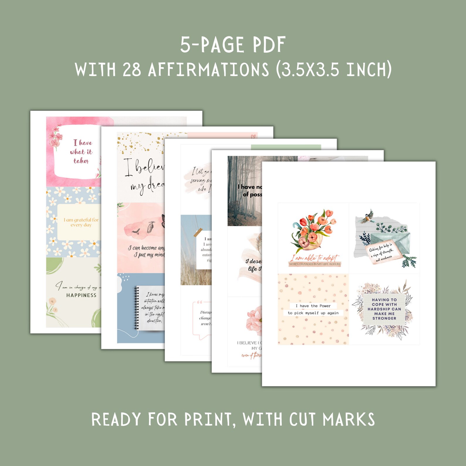 Affirmations for Resilience Printable Cards PDF | Etsy