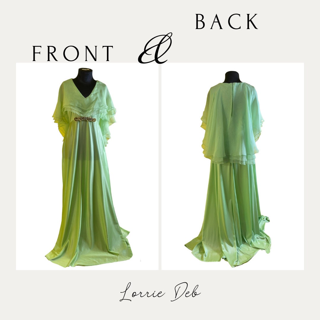 1970 Lorrie Deb San Francisco Light Green Maxi Gown Union 940599 Made ...