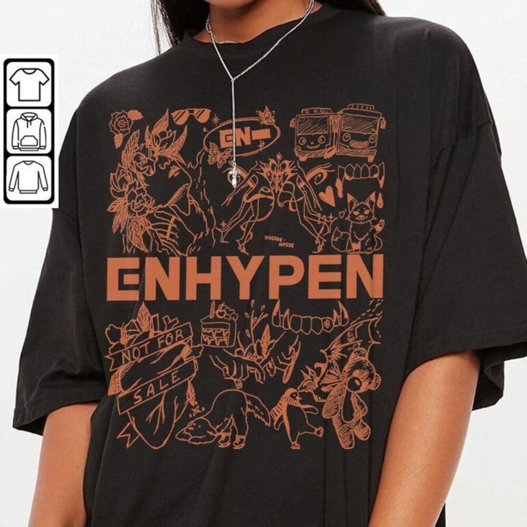 ENHYPEN Kpop Doodle Art Shirt, Vintage ENHYPEN Merch Tee Graphic Album ...
