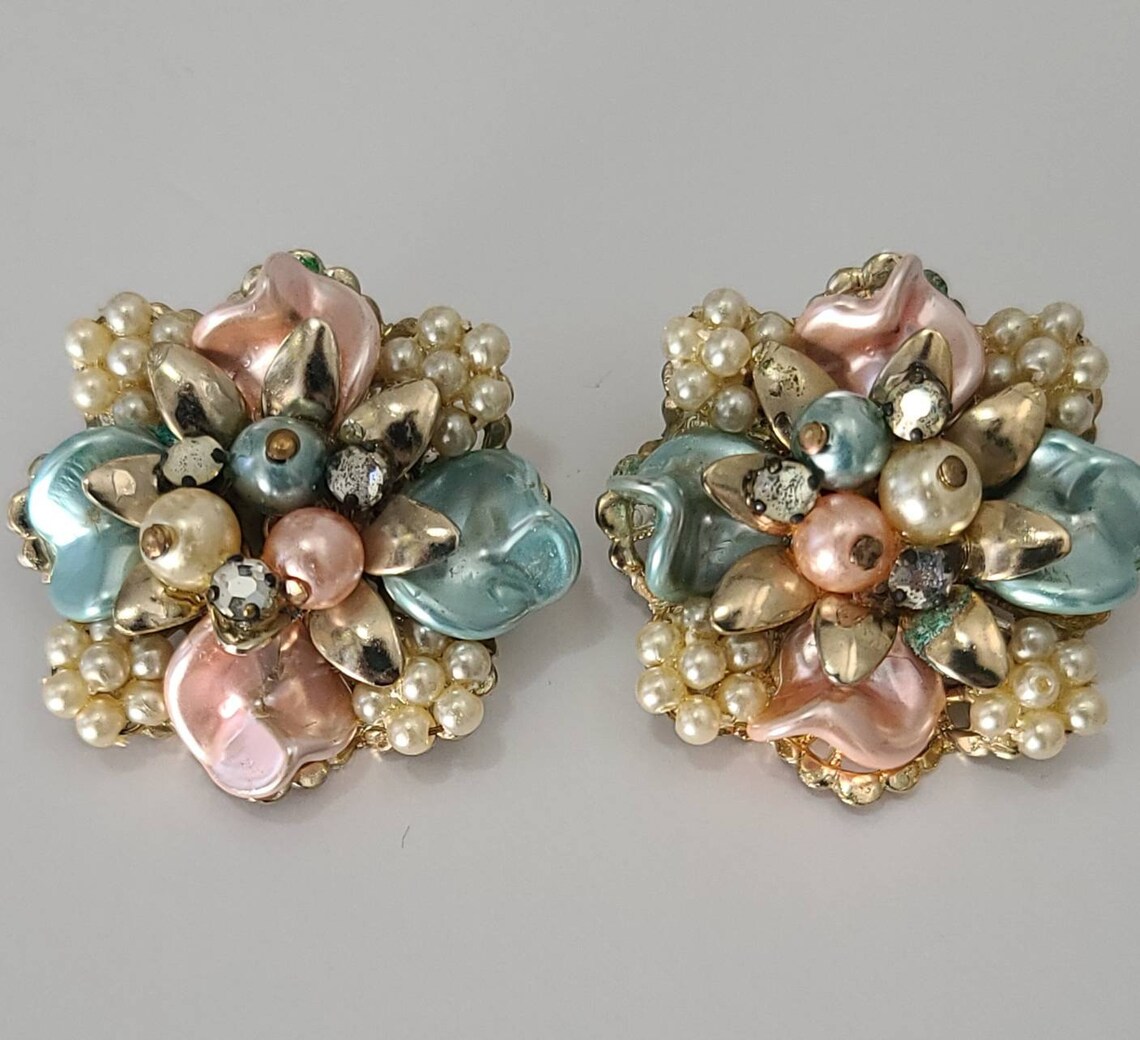 1940s Miriam Haskell Style Earrings Vintage Clip on Earrings - Etsy