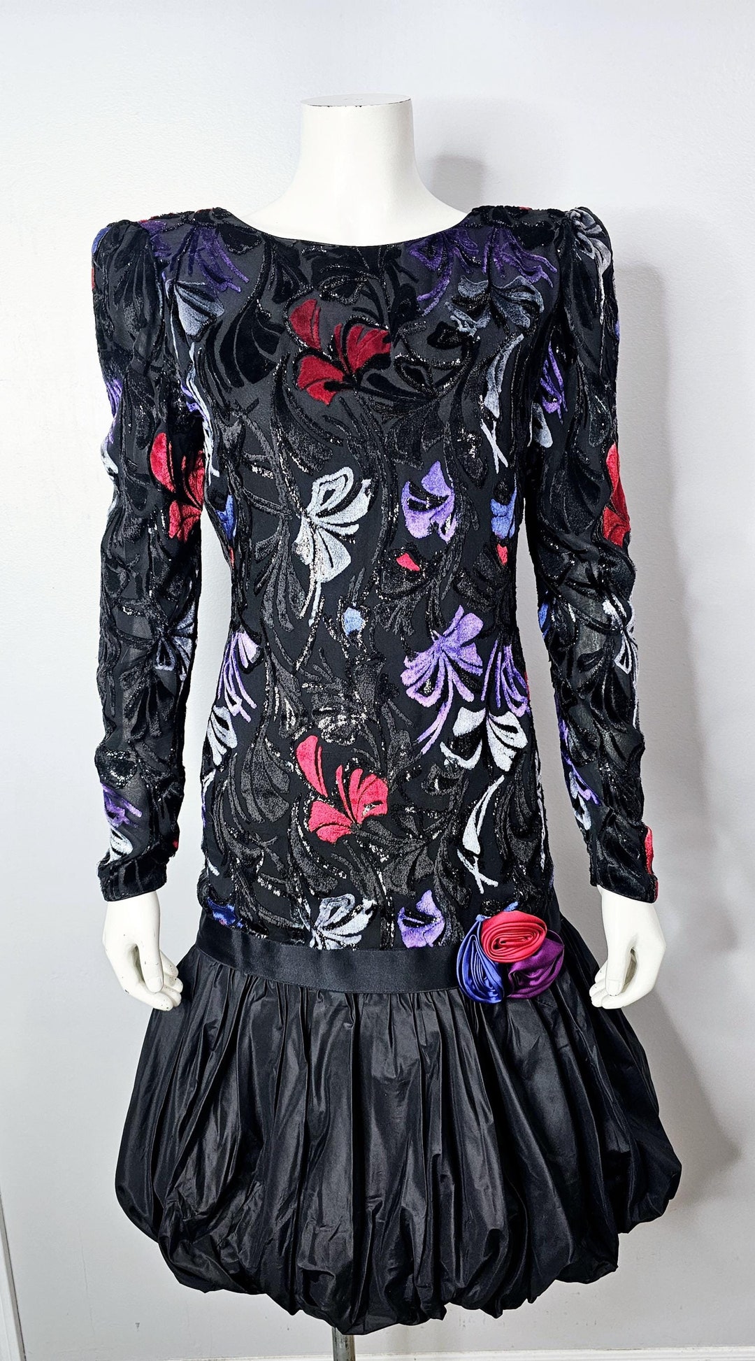 Vintage 1980s Velvet Bubble Dress, Party Dress, Cocktail Party Dress ...