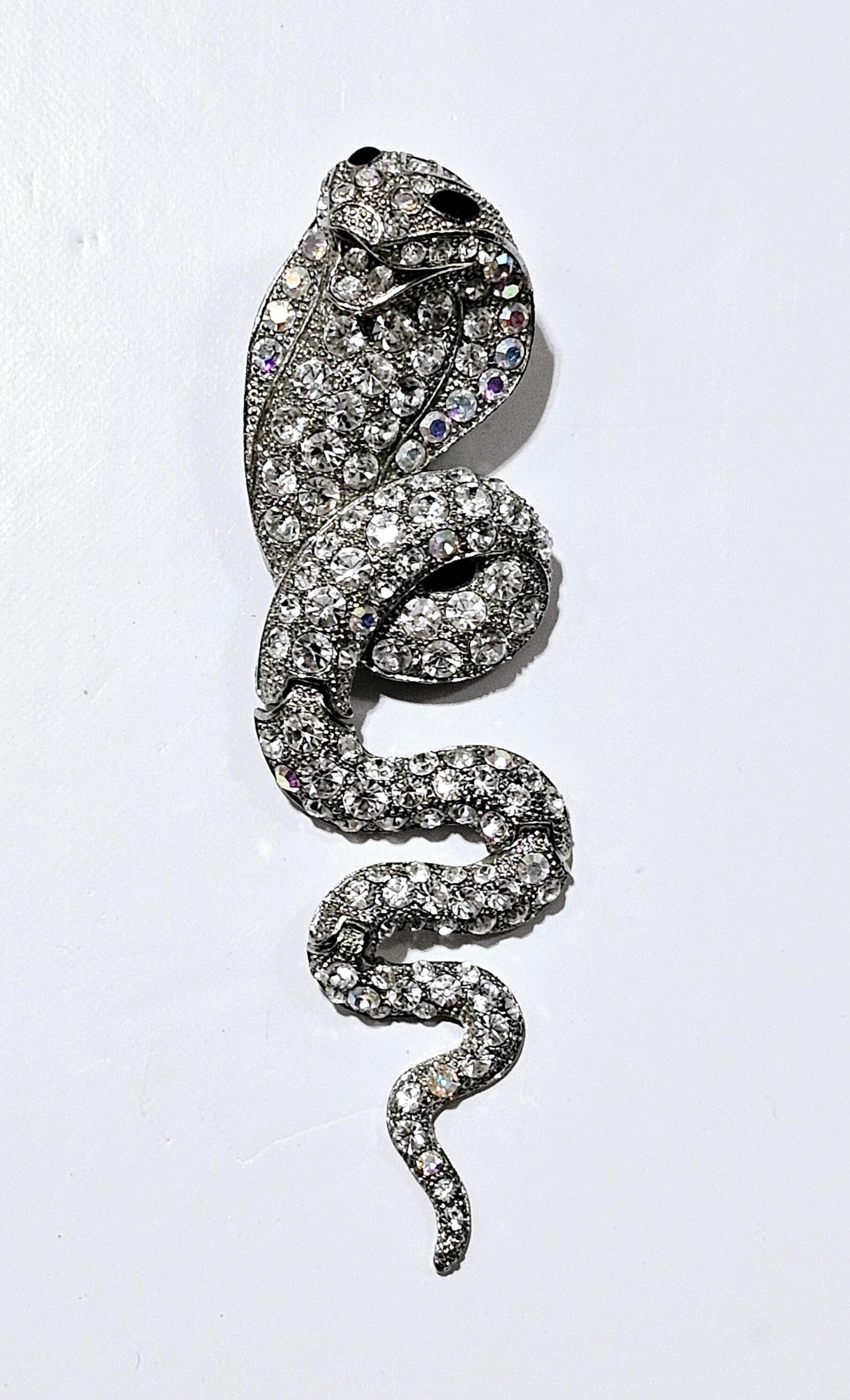 Vintage 1980s Cobra Snake Brooch, Articulated, Crystals, Rhinestones ...