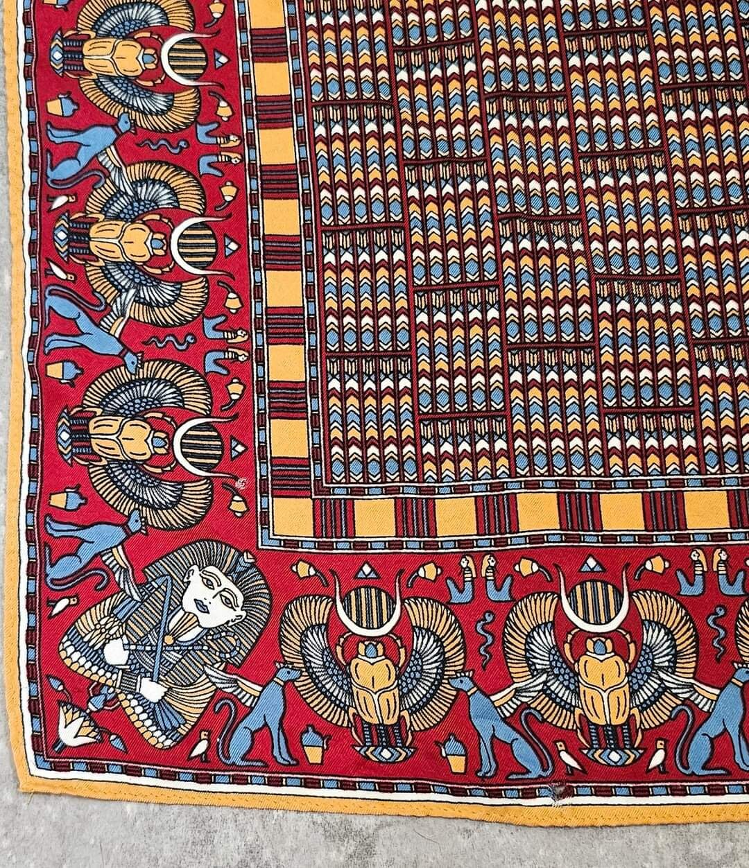 Vintage 1970s Egyptian Scarf, Egyptian Revival, Scarabs, Snakes ...