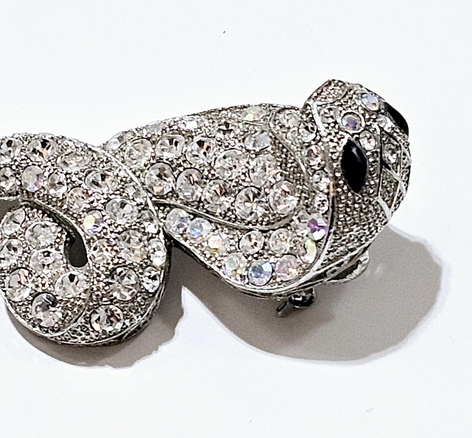 Vintage 1980s Cobra Snake Brooch, Articulated, Crystals, Rhinestones ...