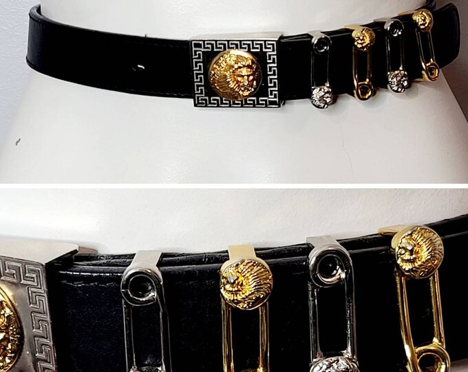 90s Versace Safety Pin Belt, Vintage Versace Belt, Versus by Gianni ...