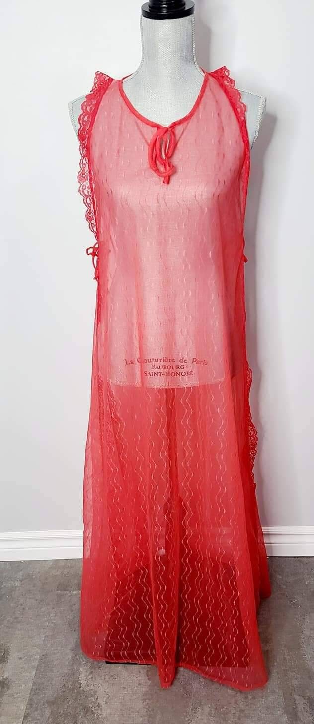 Vintage 1960s Sheer Red Negligee Lace Sexy Negligee Set Etsy