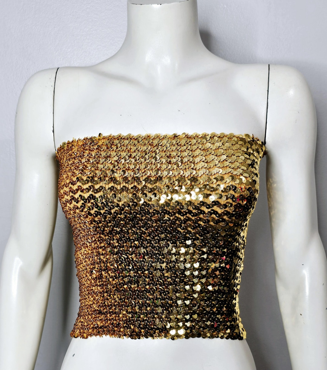 Vintage 1970s Sequin Tube Top, 70s/80s Disco Top, Gold - Etsy