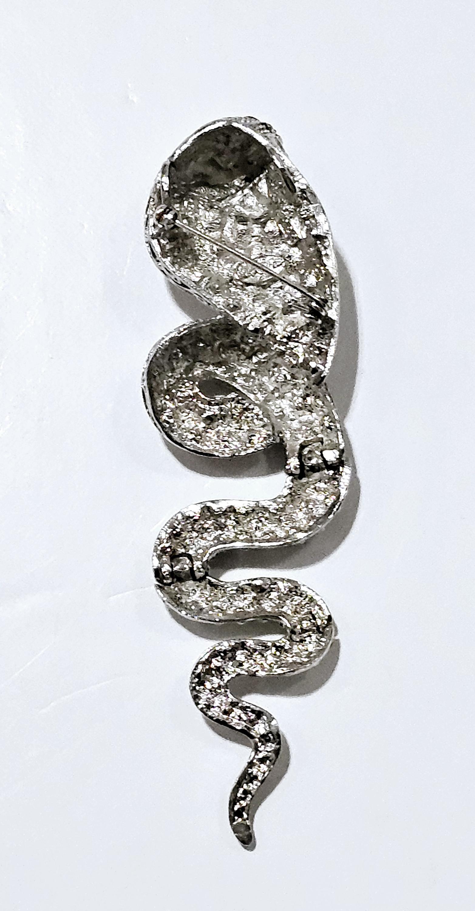 Vintage 1980s Cobra Snake Brooch, Articulated, Crystals, Rhinestones ...