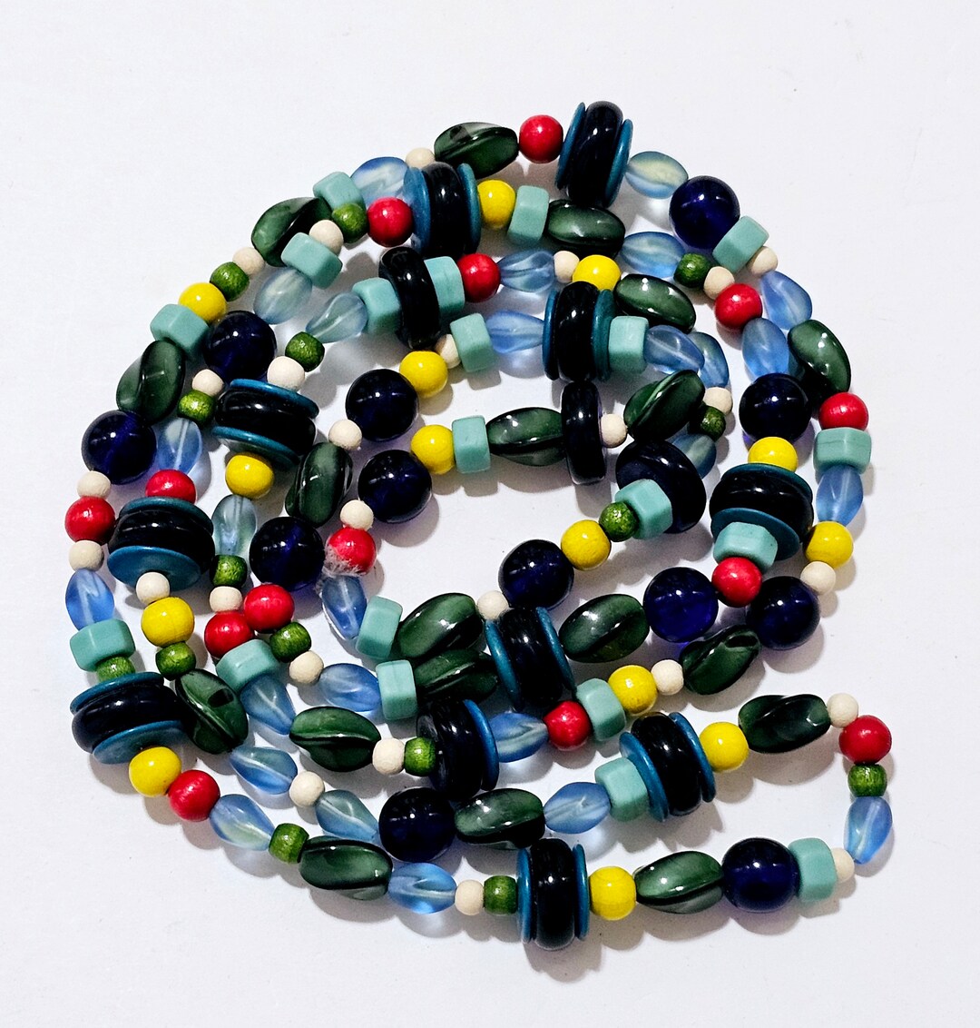Vintage 1970s Glass Beaded Opera Necklace: Boho Tribal Style, 50" - Etsy