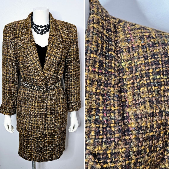 Vintage 1990s Tweed Suit Womans Skirt Suit Tweed Bo… Gem