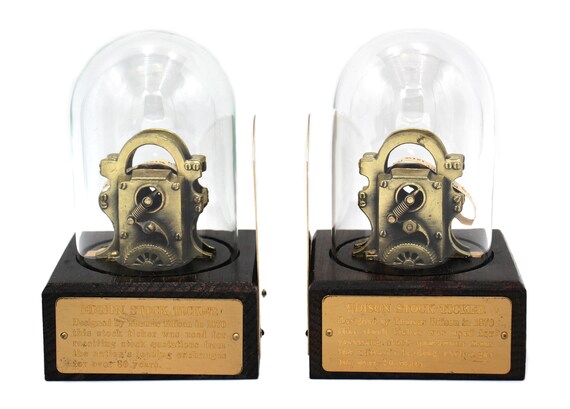 Vintage Edison Stock Ticker Tape Machine Replica Bookends | Etsy