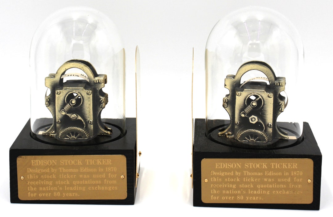 Vintage Edison Stock Ticker Tape Machine Replica Bookends - Etsy