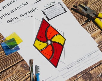 Stained Glass Suncatcher Pattern Christmas, Beginner Stained Glass ...